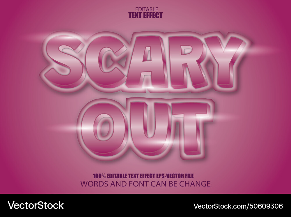 Scary out editable text effect modern style Vector Image