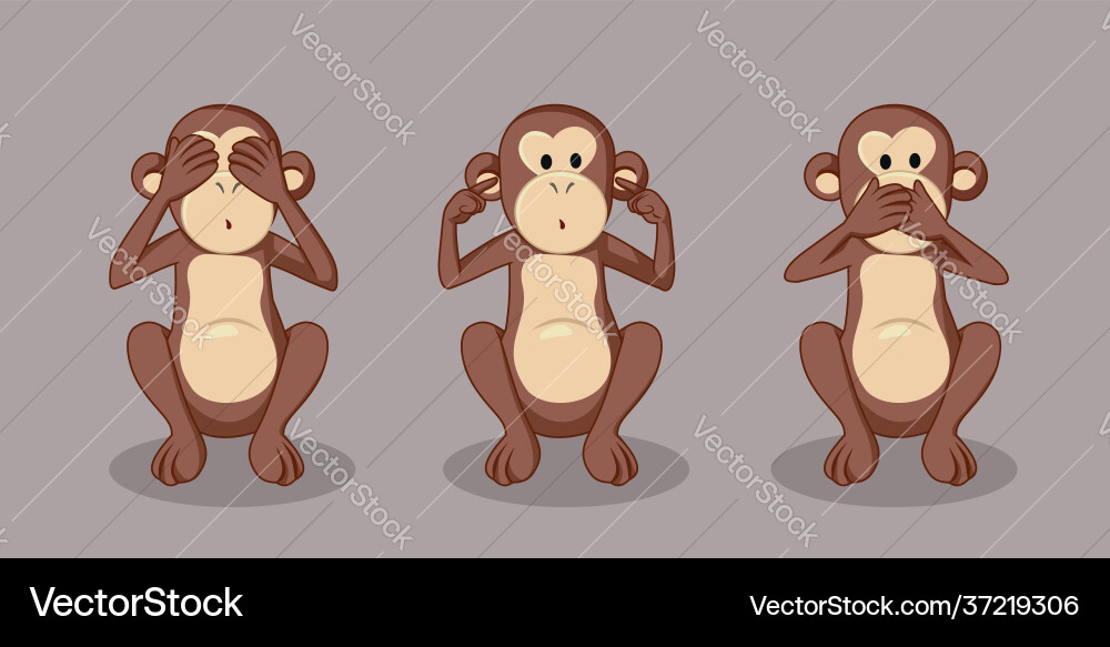 Three wise monkeys Royalty Free Vector Image - VectorStock