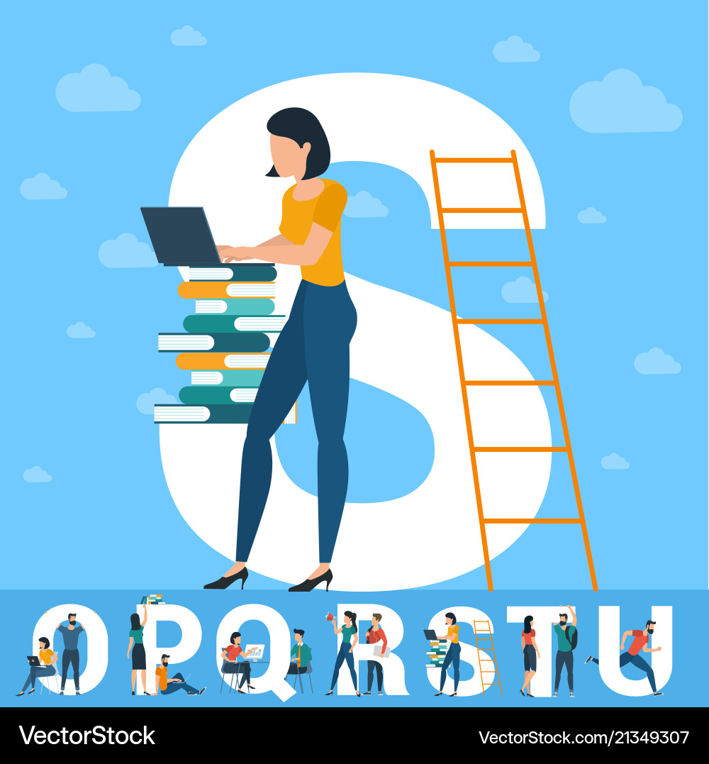 Big s letter white with young people Royalty Free Vector