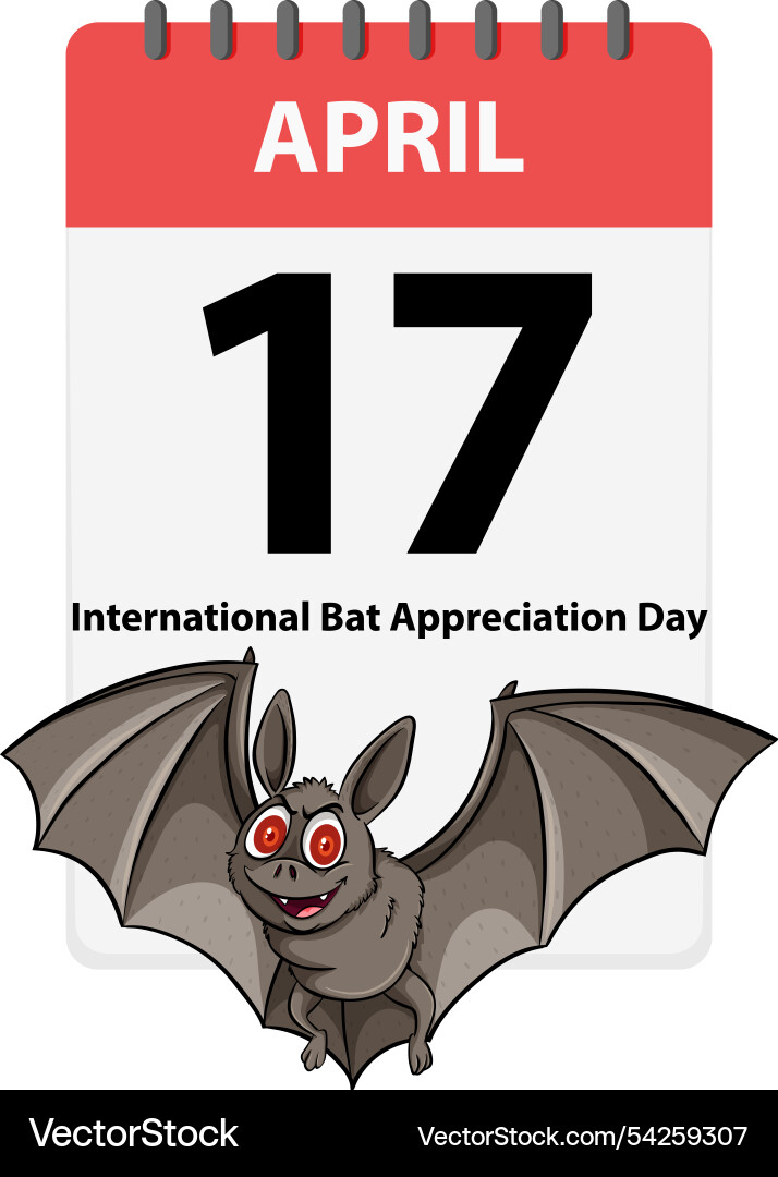 Calendar page with a cartoon bat design Royalty Free Vector