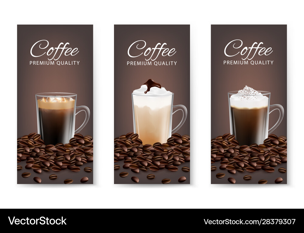 Coffee advertising flyer set realistic Royalty Free Vector