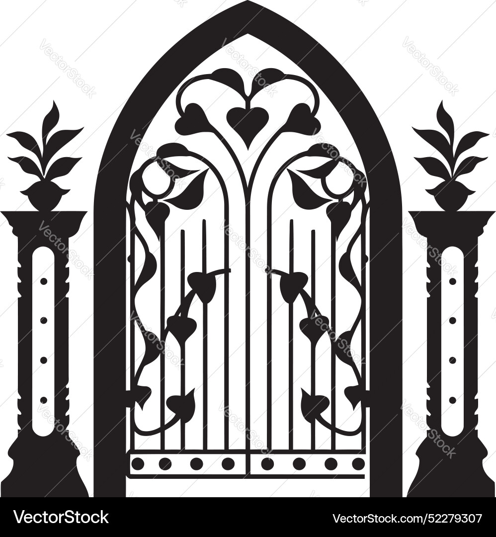 Elegant portals church gate scrolls and iconic Vector Image