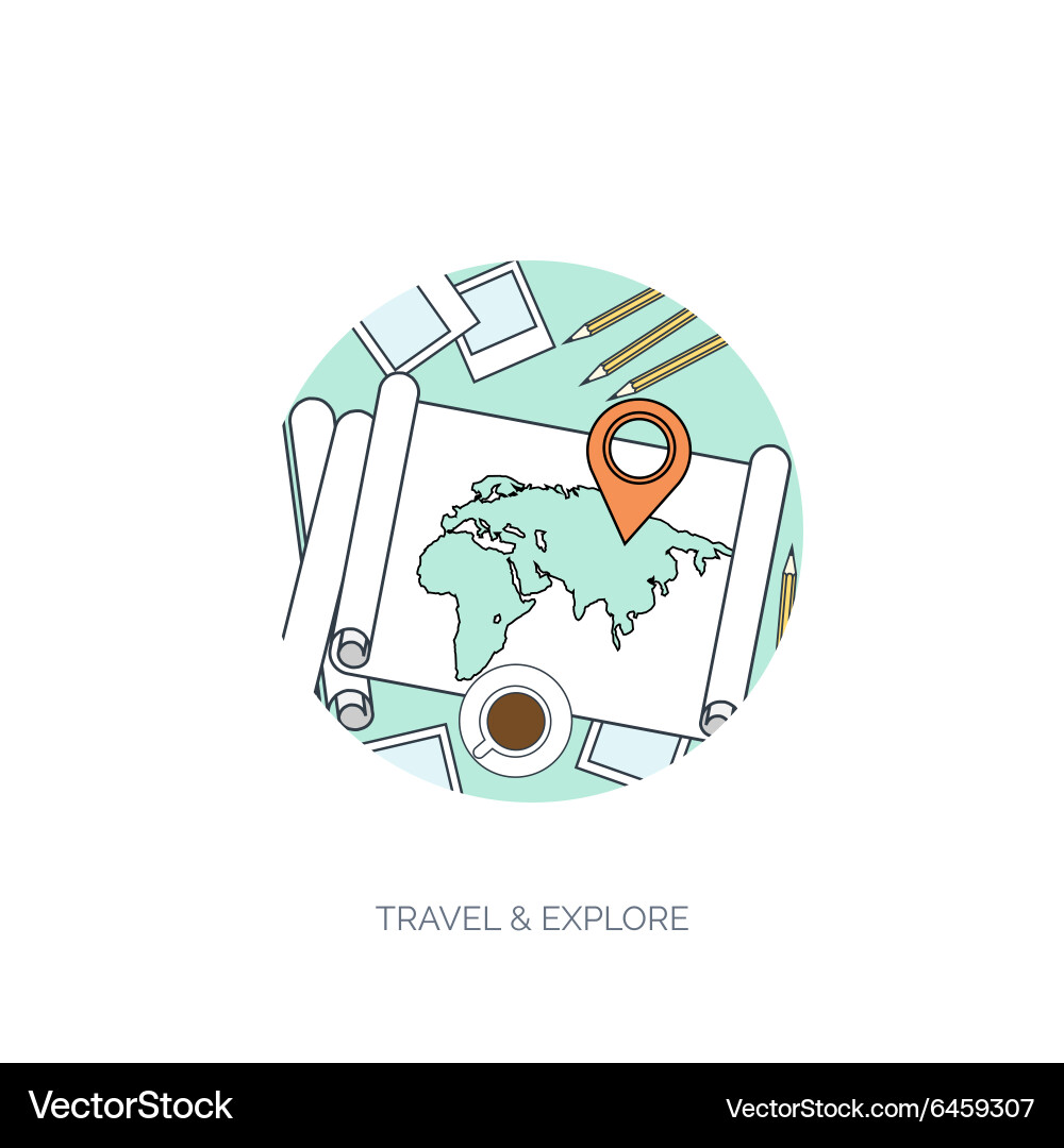 Flat travel background summer holidays vacation Vector Image