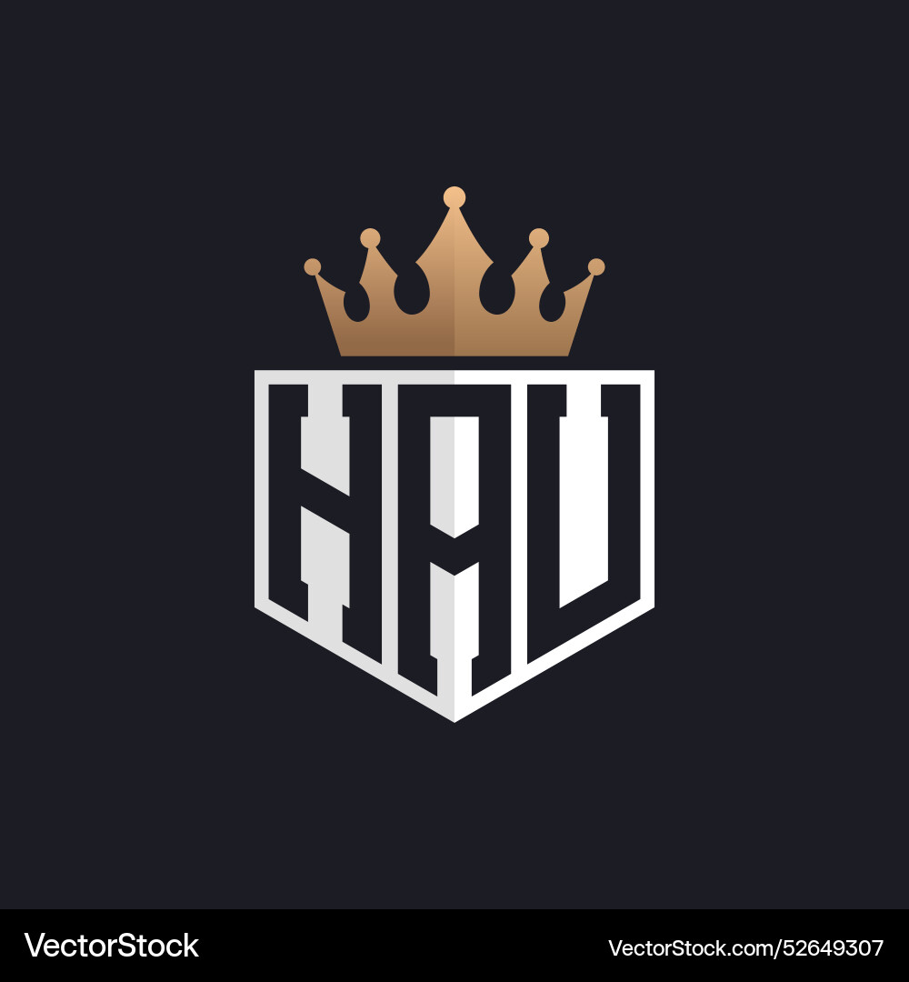 Luxury hau logo with crown elegant initials Vector Image