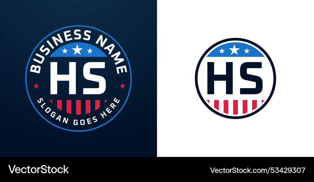 Patriotic hs logo design letter hs logo with Vector Image