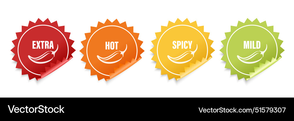 Realistic round stickers with spicy chili Vector Image