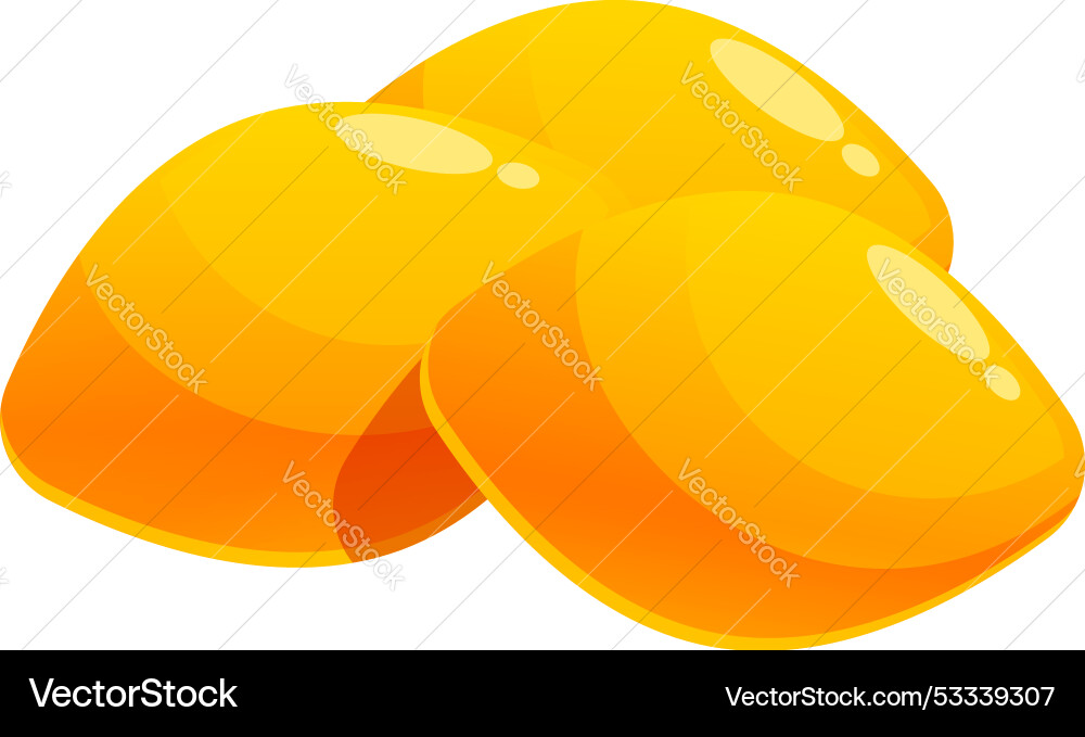 Three gold nuggets lying on white background Vector Image