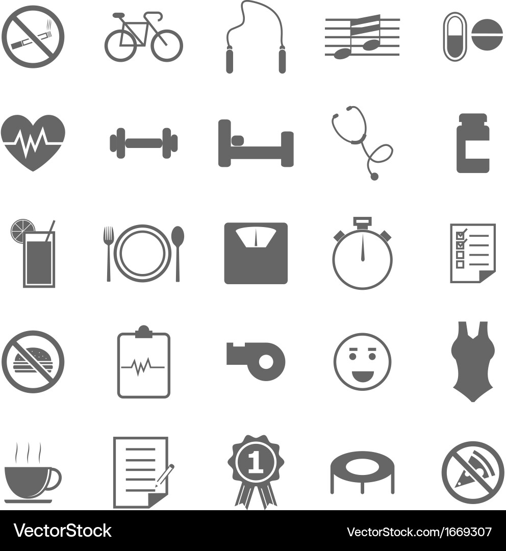 Wellness icons on white background Royalty Free Vector Image