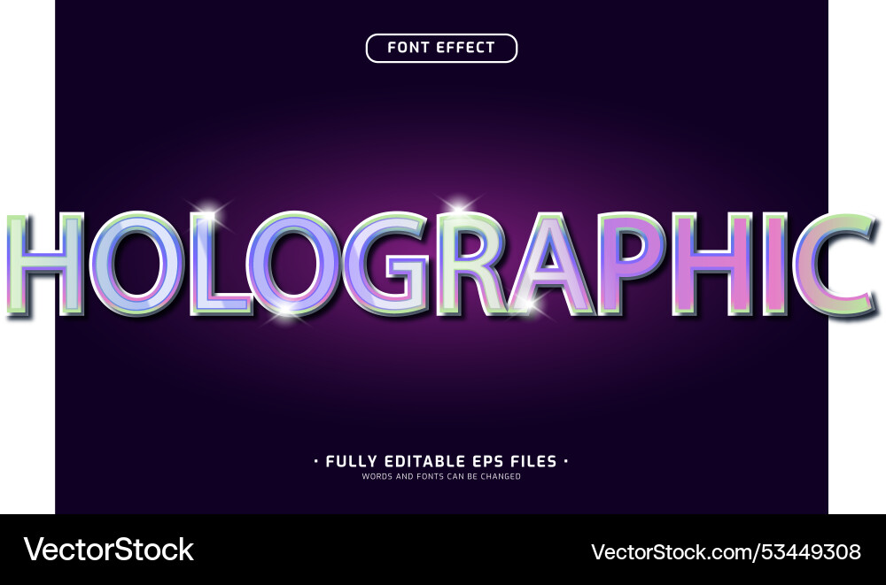 3d holographic style text effect Royalty Free Vector Image