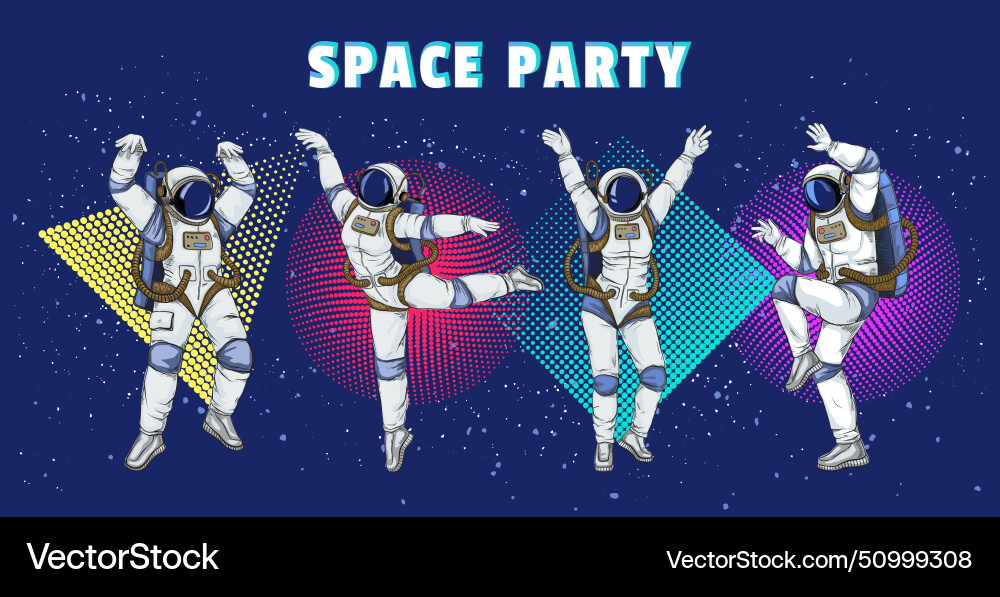 Astronaut party retro space disco dance music Vector Image