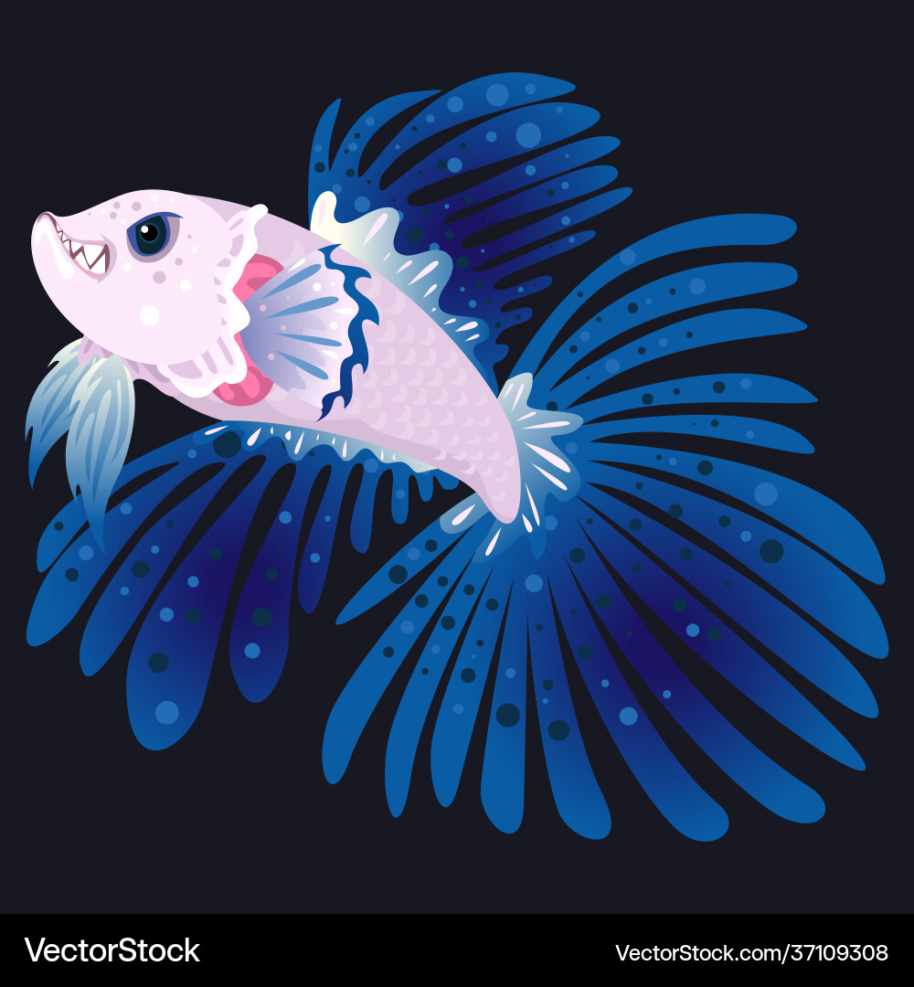 Betta fighting fish flat cartoon Royalty Free Vector Image