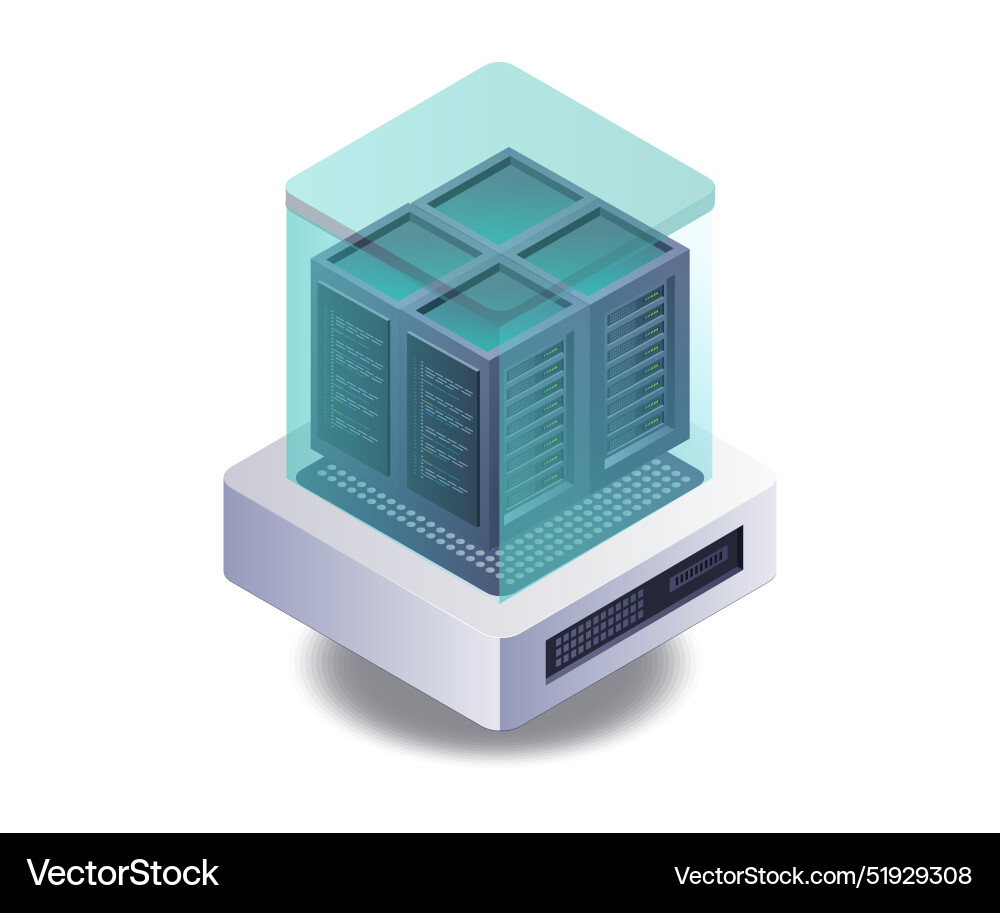 Data management in server rack technology flat Vector Image