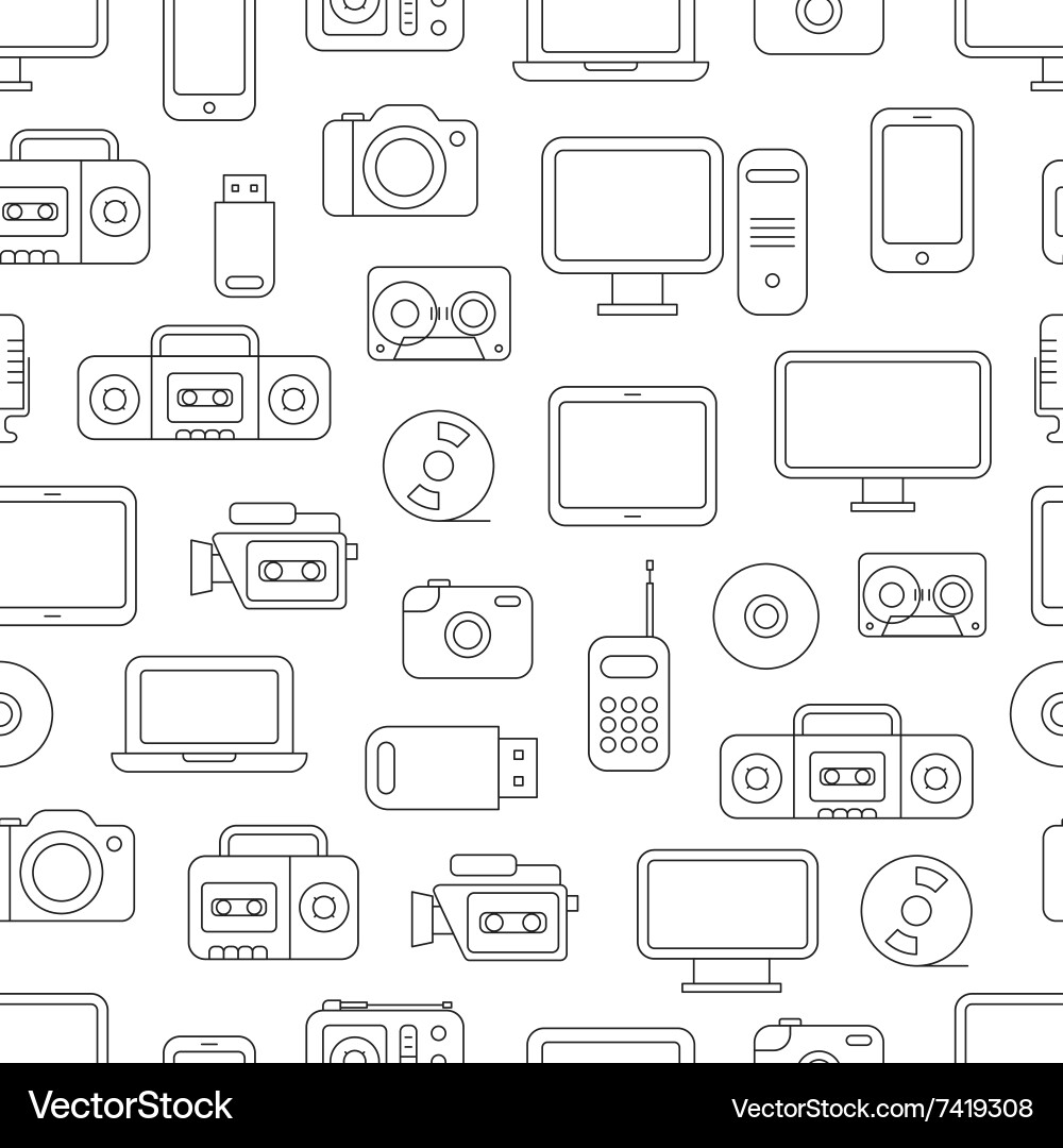 Different media devices seamless pattern Vector Image