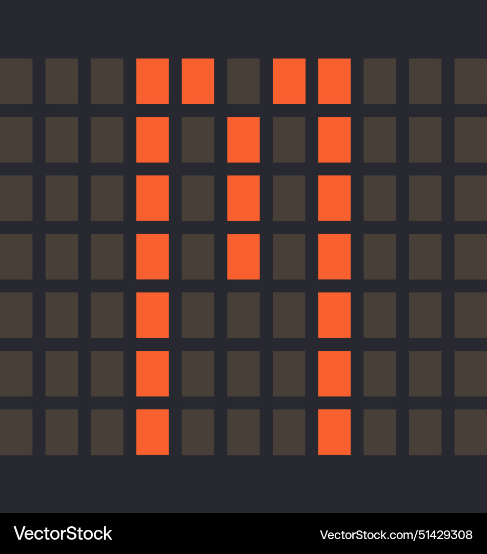 Digital letter m led orange color and a dark Vector Image