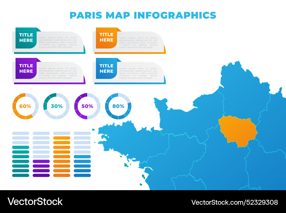 Gradient paris map infographics template Vector Image