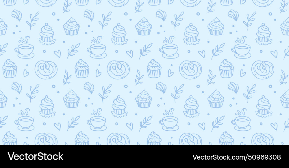 Pastry sweet bakery seamless pattern with doodles Vector Image