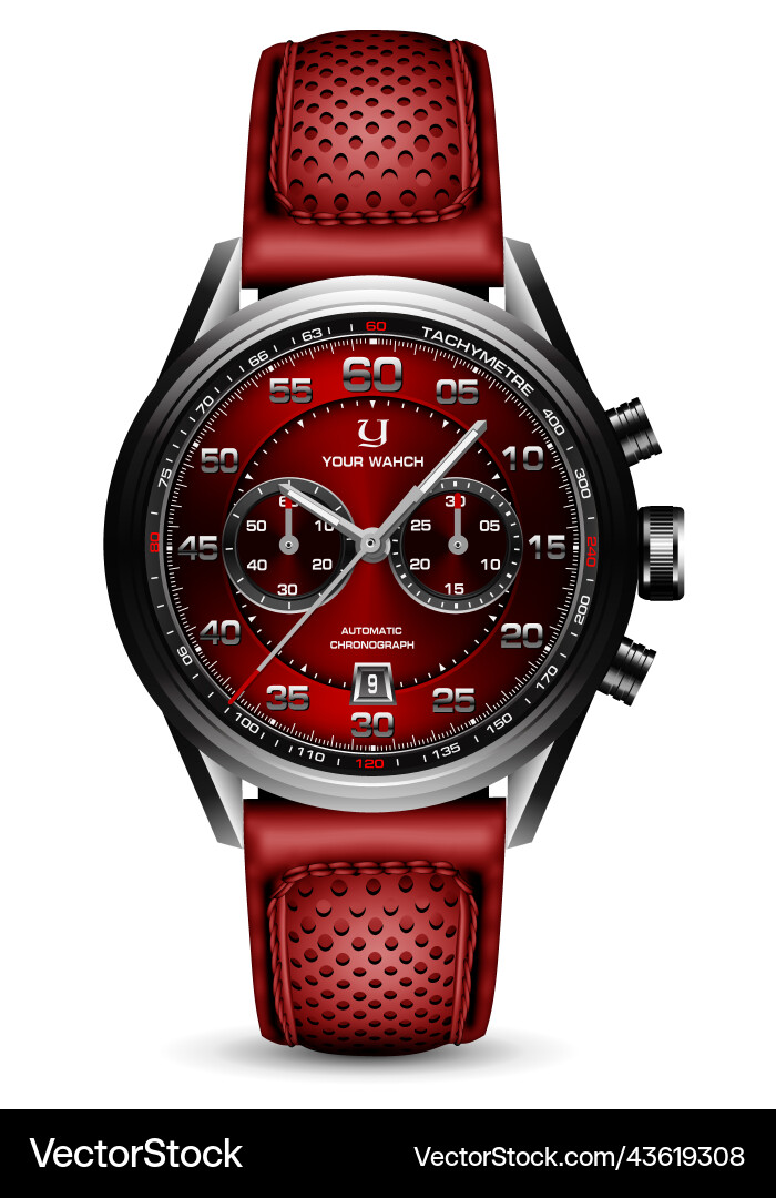 Realistic clock watch sport chronograph black Vector Image