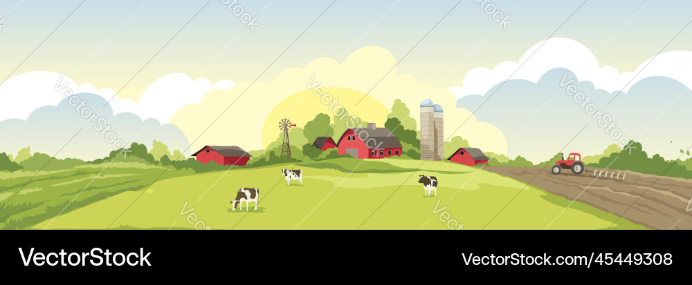 Spring rural landscape Royalty Free Vector Image