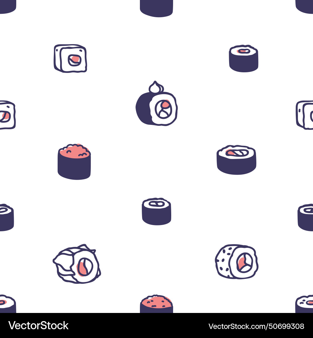 Sushi seamless asian food pattern design Vector Image
