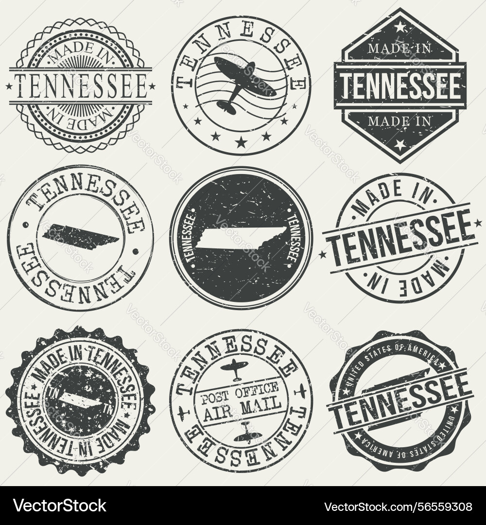Tennessee set of stamps Royalty Free Vector Image