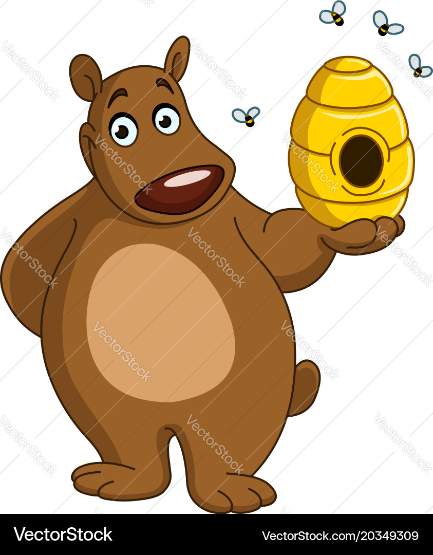 Bear with beehive Royalty Free Vector Image - VectorStock