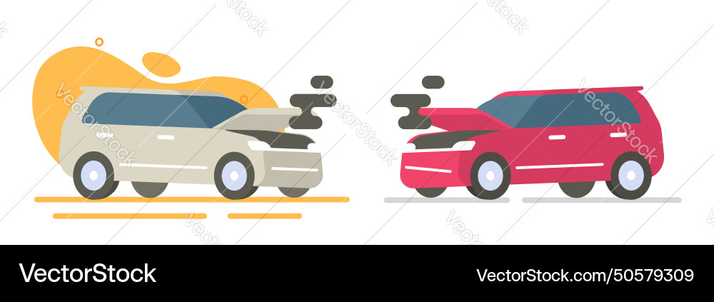Car crash accident icon graphic set two auto Vector Image