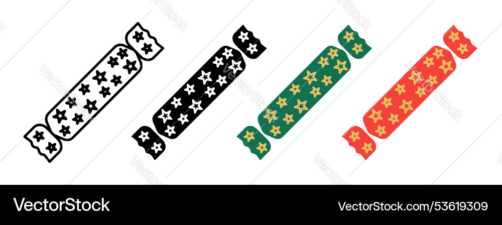 Christmas cracker icon set bon design cracker Vector Image