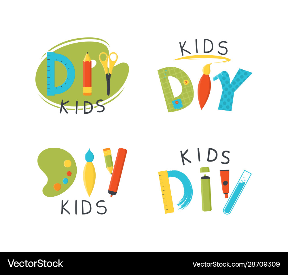 Diy kids logo template Royalty Free Vector Image
