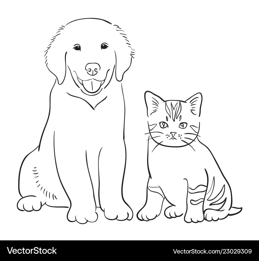 Dogs And Cats Clip Art 250 Cat And Dog Line Drawing Stock Photos,