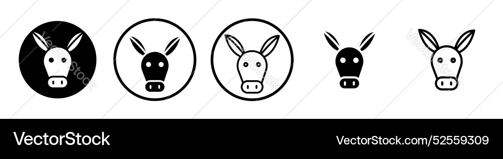 Donkey icon set on white background Royalty Free Vector