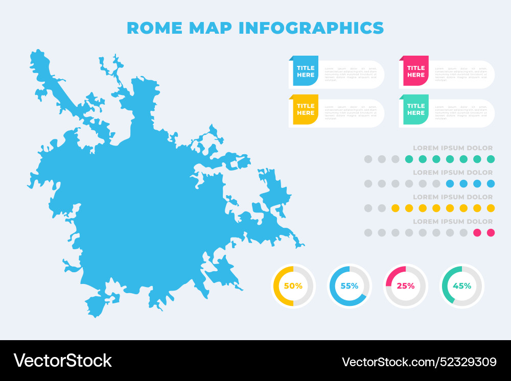 Flat rome map infographics template Royalty Free Vector