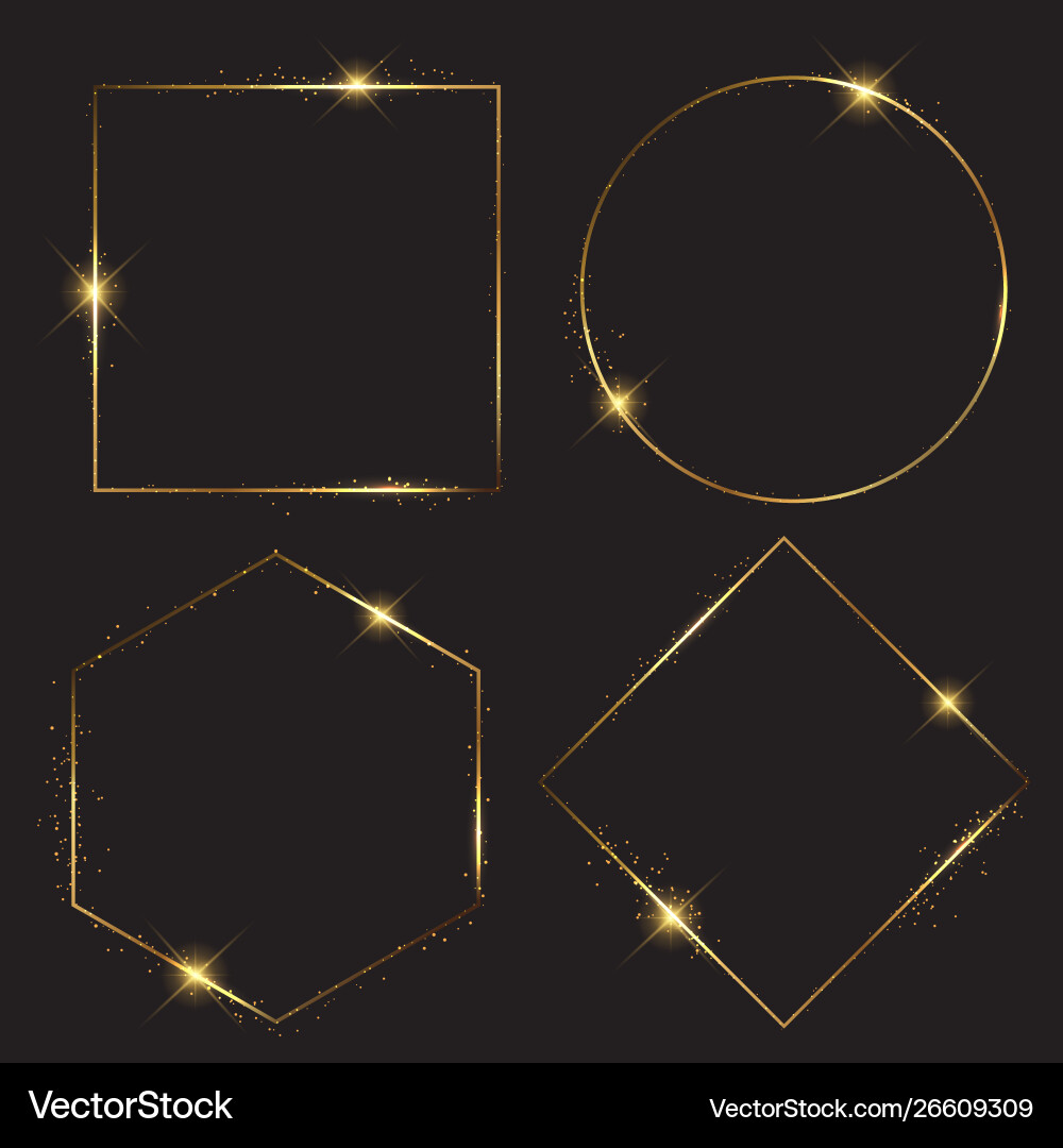 Gold sparkle frames collection Royalty Free Vector Image