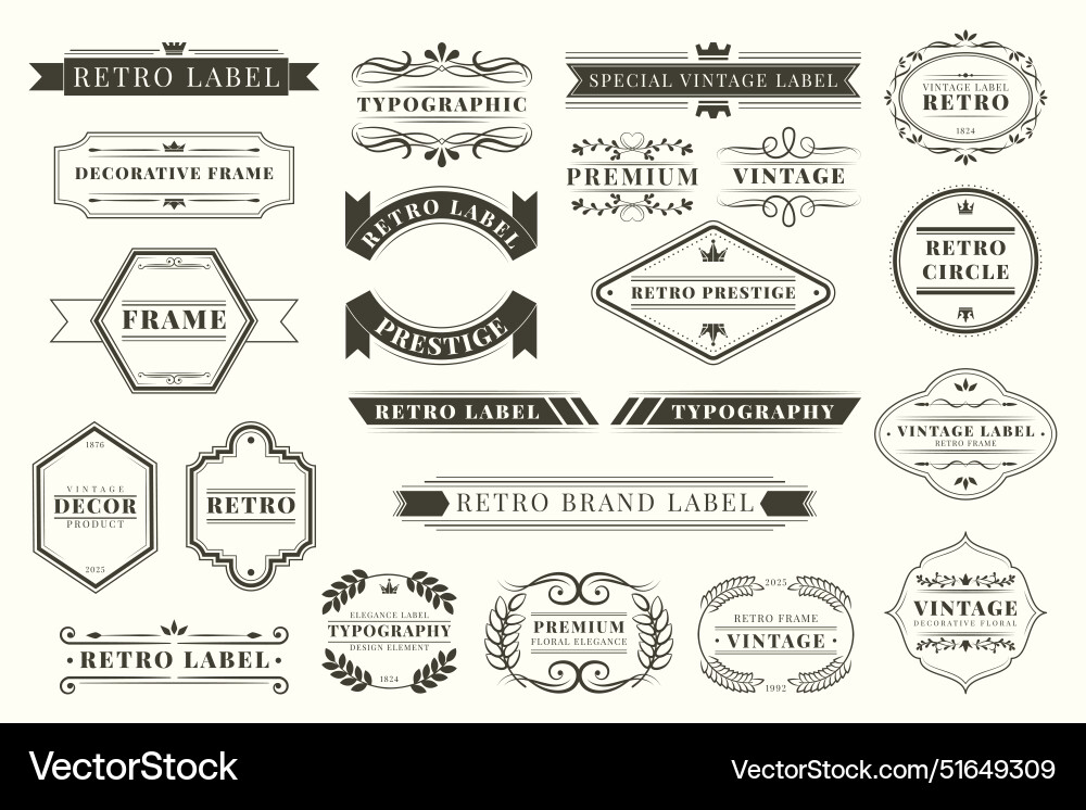 Ornament frame logo set label element flourish Vector Image