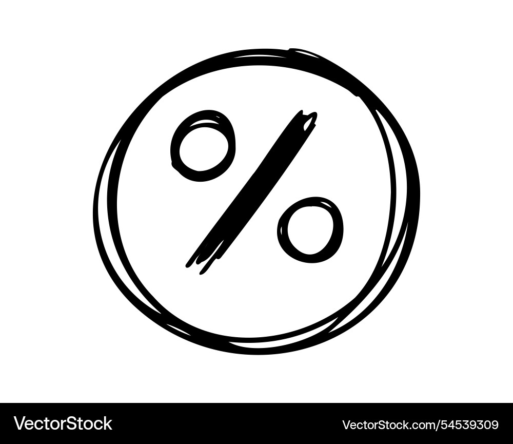 Percentage hand drawn doodle symbol drawing line Vector Image
