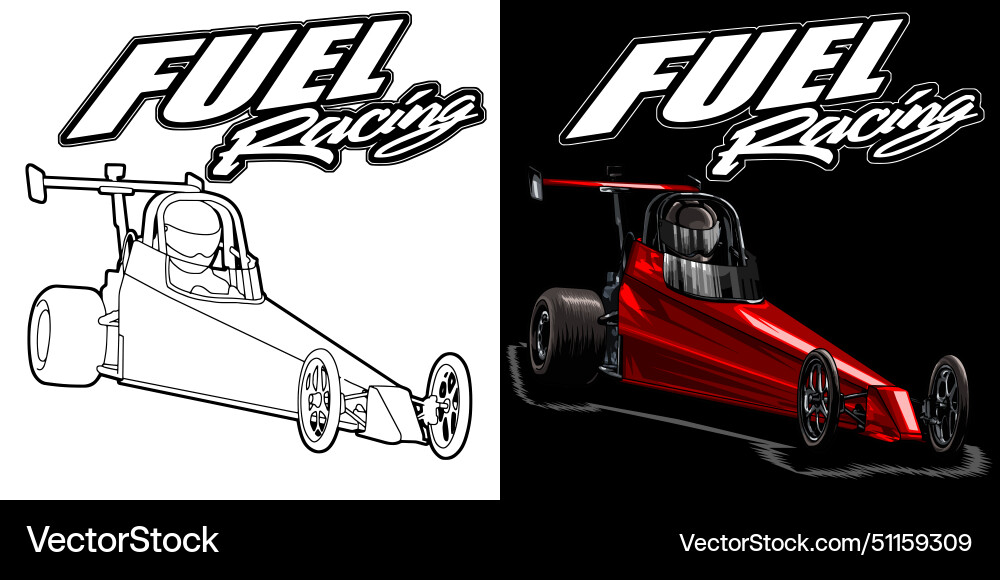 Red drag racing car with black strip Royalty Free Vector