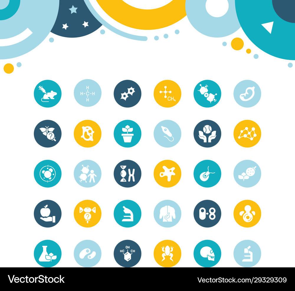 Set simple icons biology Royalty Free Vector Image