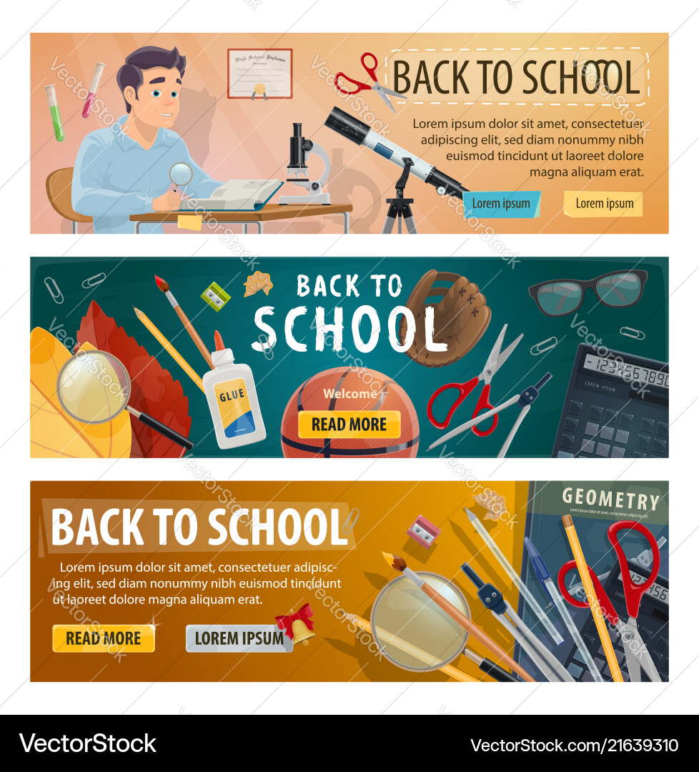 Back to school college student study lesson banner