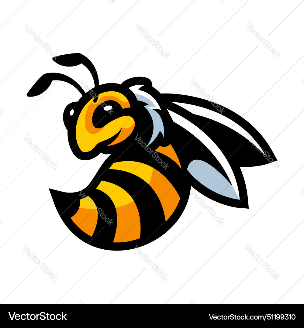 Bee cartoon mascot logo design Royalty Free Vector Image