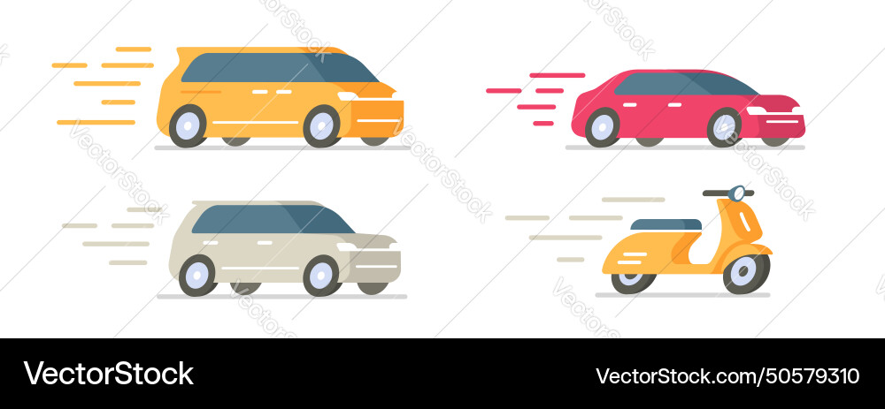 Car moving fast speed icon graphic set auto Vector Image
