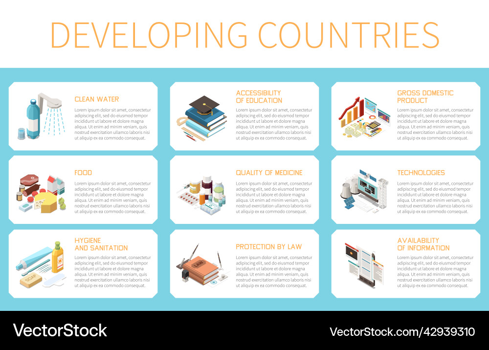 Developing countries infographics layout Vector Image
