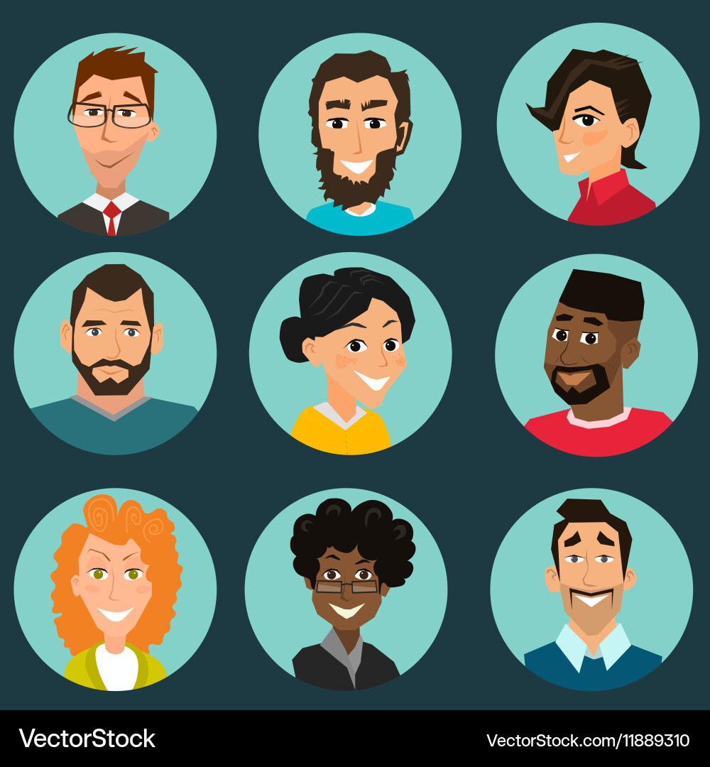 Faces set people avatars collection Royalty Free Vector