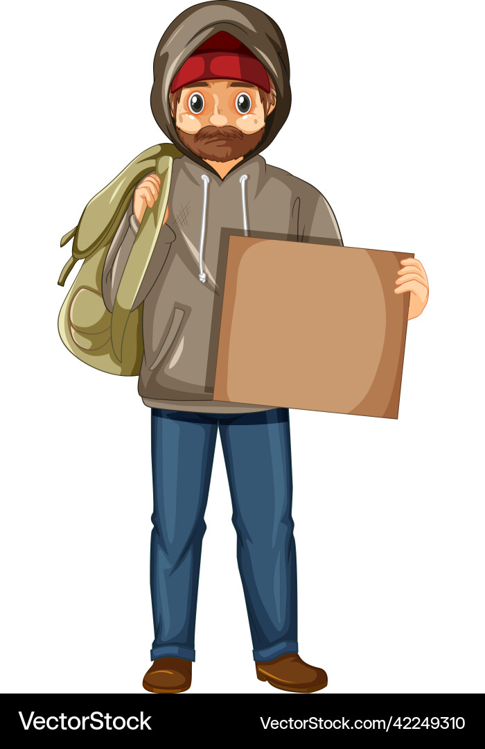 Homeless man cartoon character Royalty Free Vector Image
