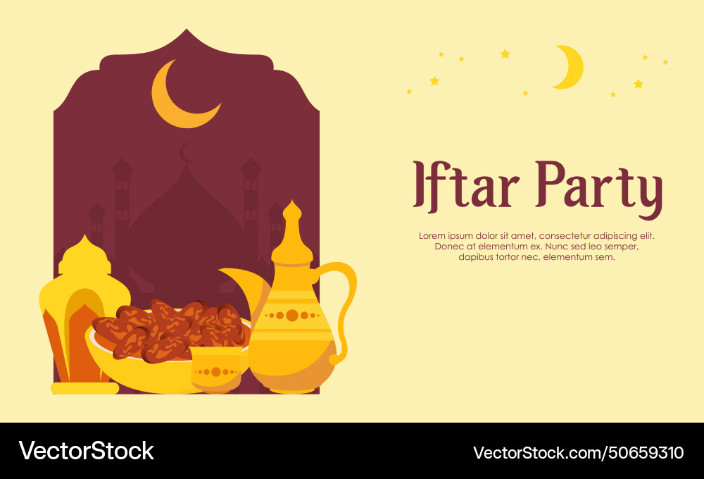 Iftar party celebration concept flyer Royalty Free Vector