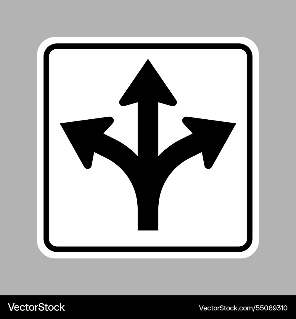 Left right and straight through sign Royalty Free Vector