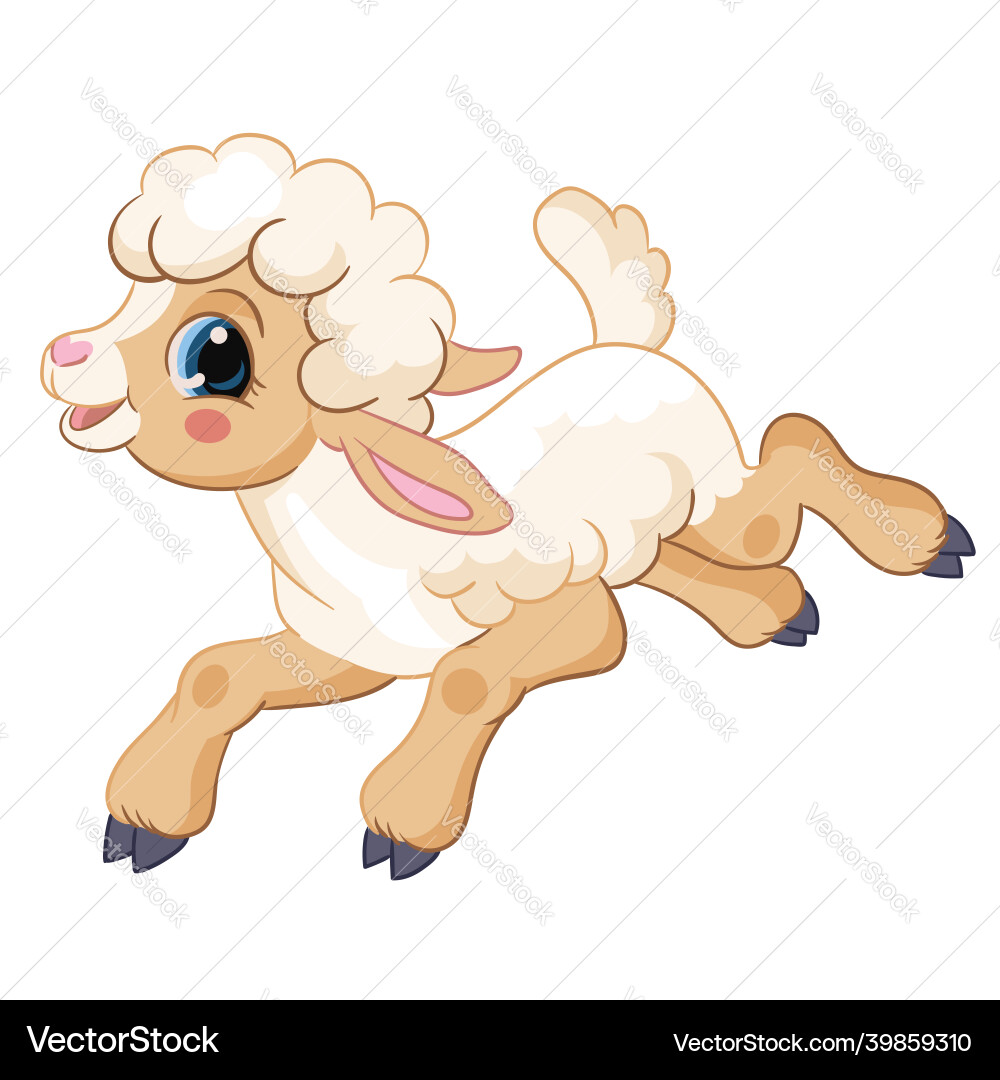Little cute cartoon jumping deer Royalty Free Vector Image