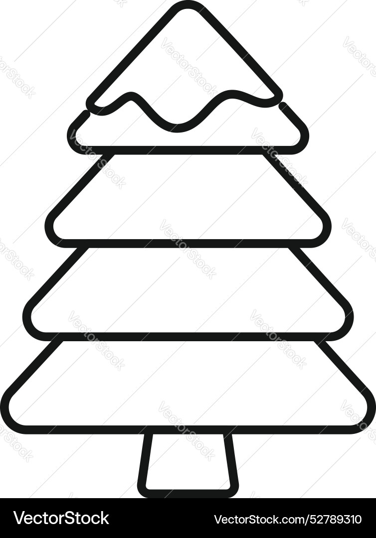 Simple black and white christmas tree with snow Vector Image