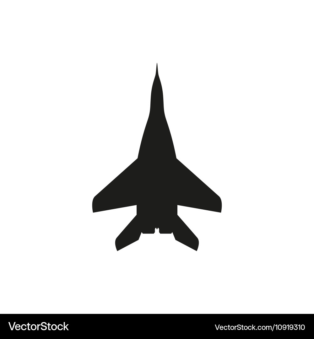 Simple black jet fighter icon on white background Vector Image