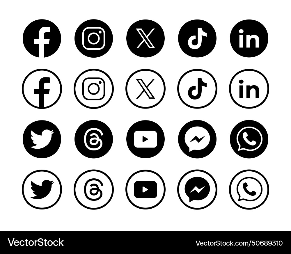 Social media icons collection Royalty Free Vector Image