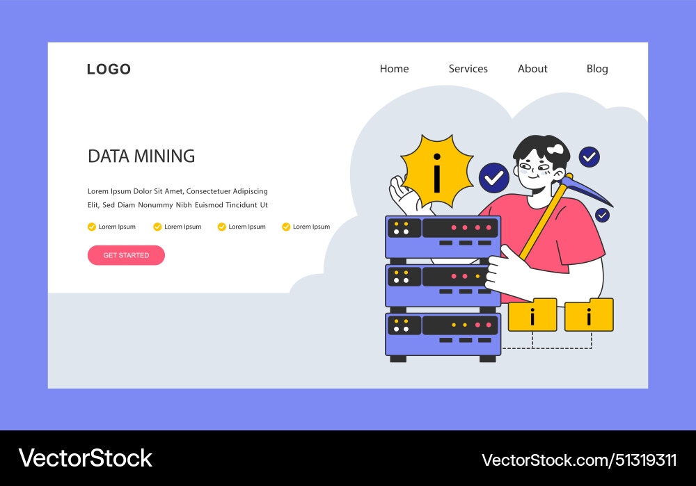 Data mining an expert analyzing servers for Vector Image