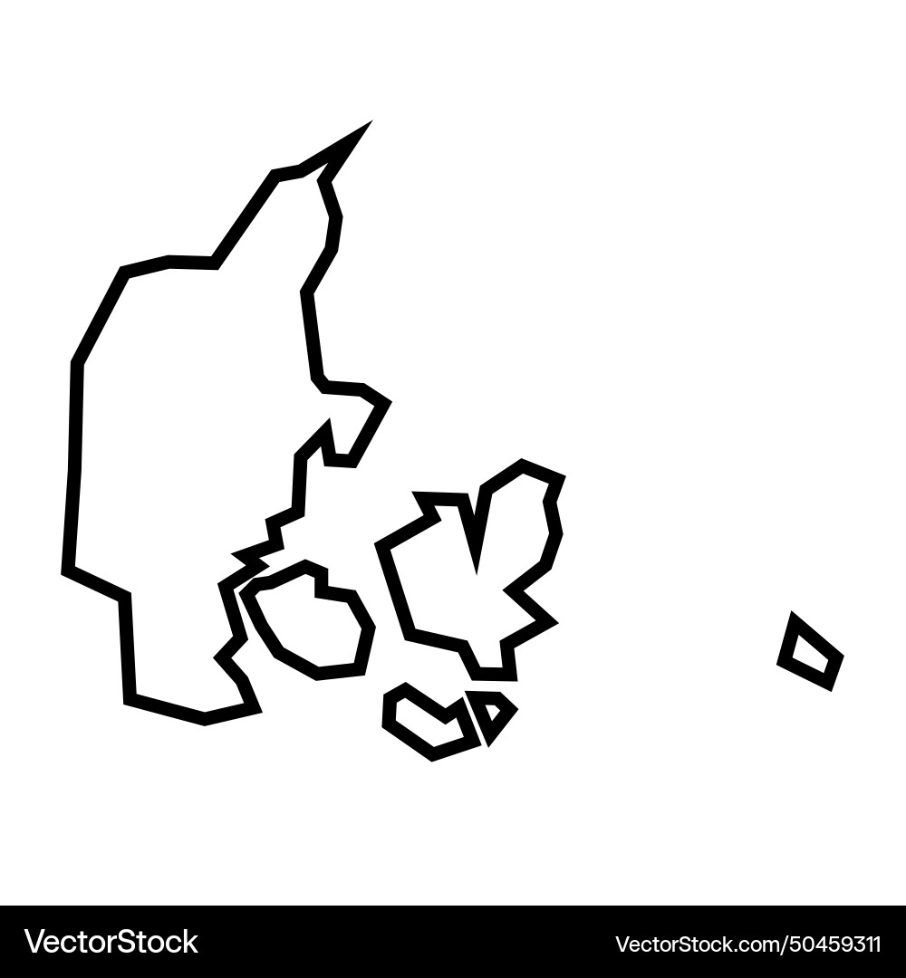Denmark country map thick outline icon Royalty Free Vector